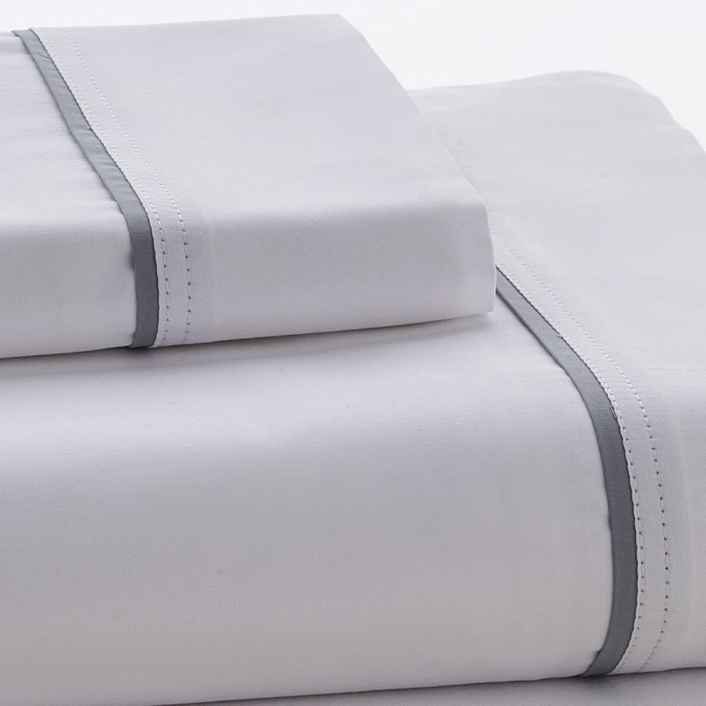 Bed Sheets Blanco-Acero Satén - Navy Royal